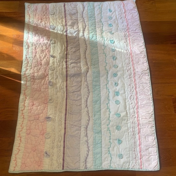 Bedding | Pottery Barn Kids Baby Quilt 34x48 Pink Purple Teal No Stains ...